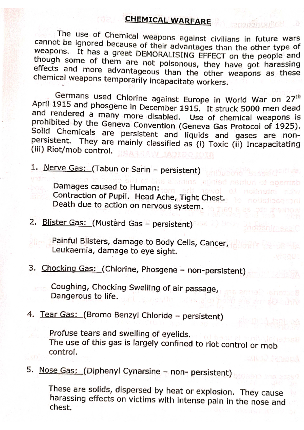 Chemical Warfare & Biological Warfare - Plus two biology - Studocu