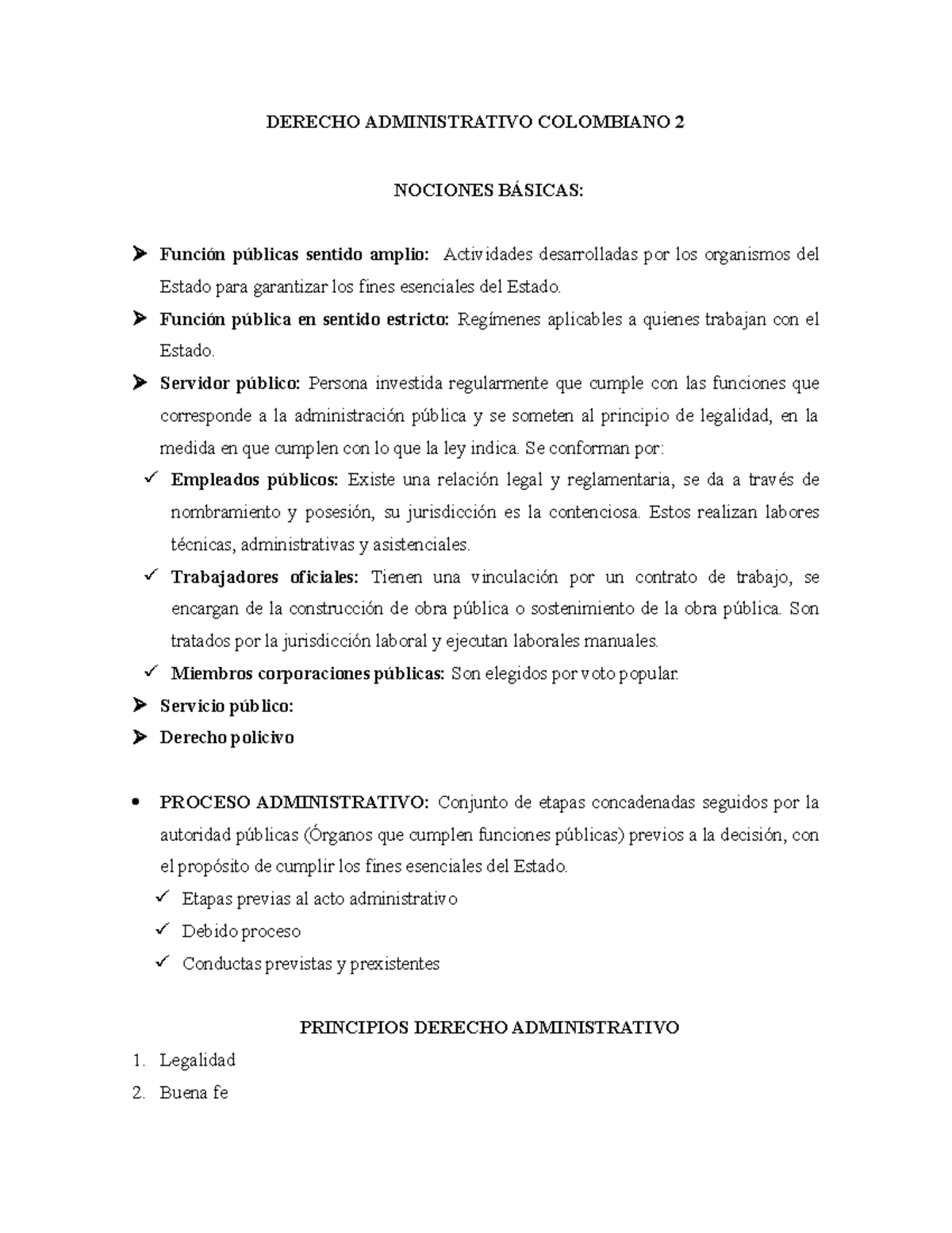 Derecho ADMI Colombiano 2 - DERECHO ADMINISTRATIVO COLOMBIANO 2 NOCIONES BÁSICAS: Función ...