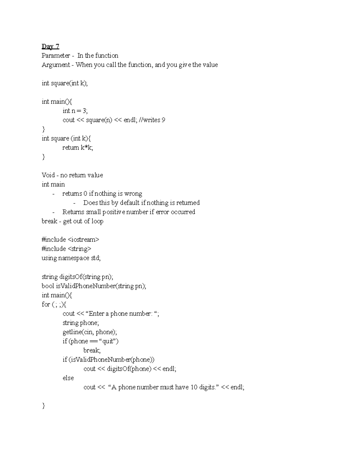 Cs 31 Lecture Notes Day 7 Day 7 Parameter In The Function