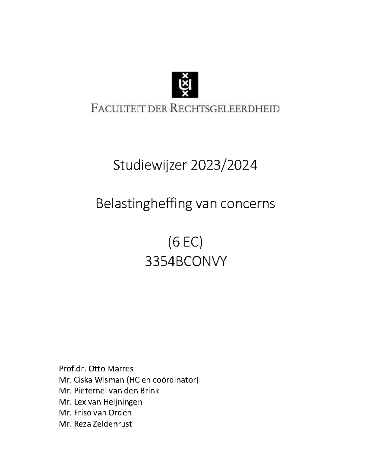 Studiewijzer Belastingheffing van Concerns 2023-2024 Canvas ...