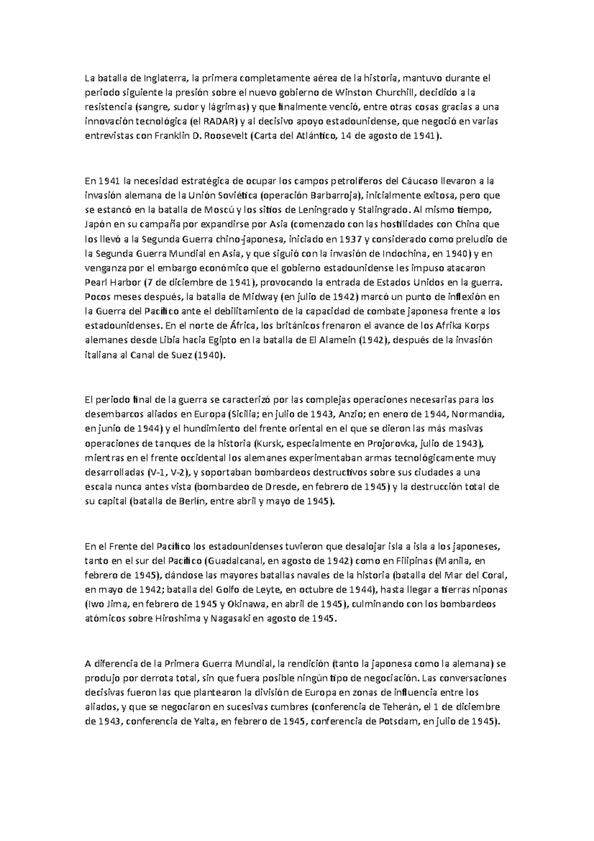 segunda guerra mundial español historia - Historia - UPC - Studocu