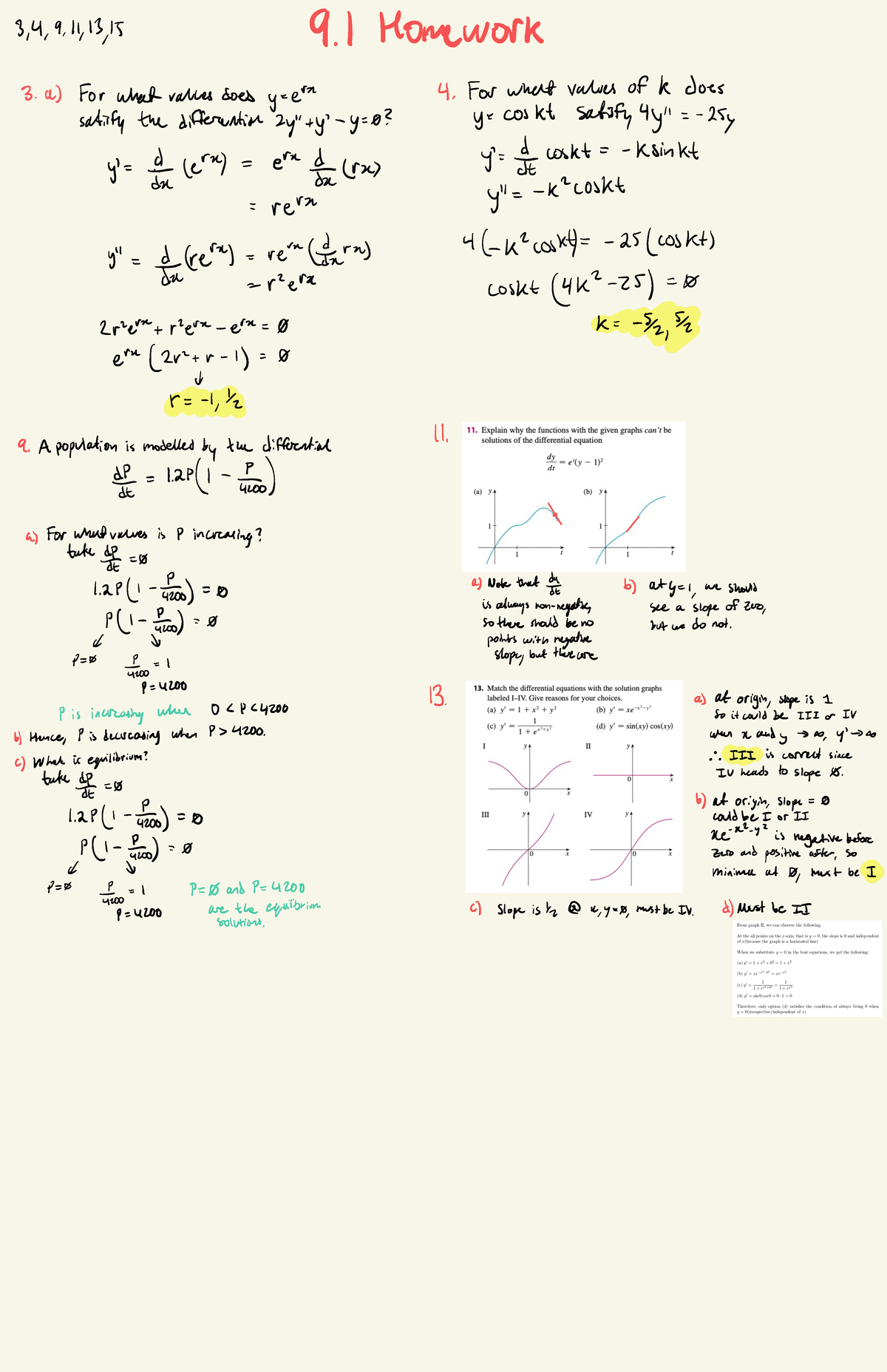 9.1 Problems - CALC II HMWRK - REVIEW AND PRACTICE - 3,4 , 9. 1413,15 9 ...