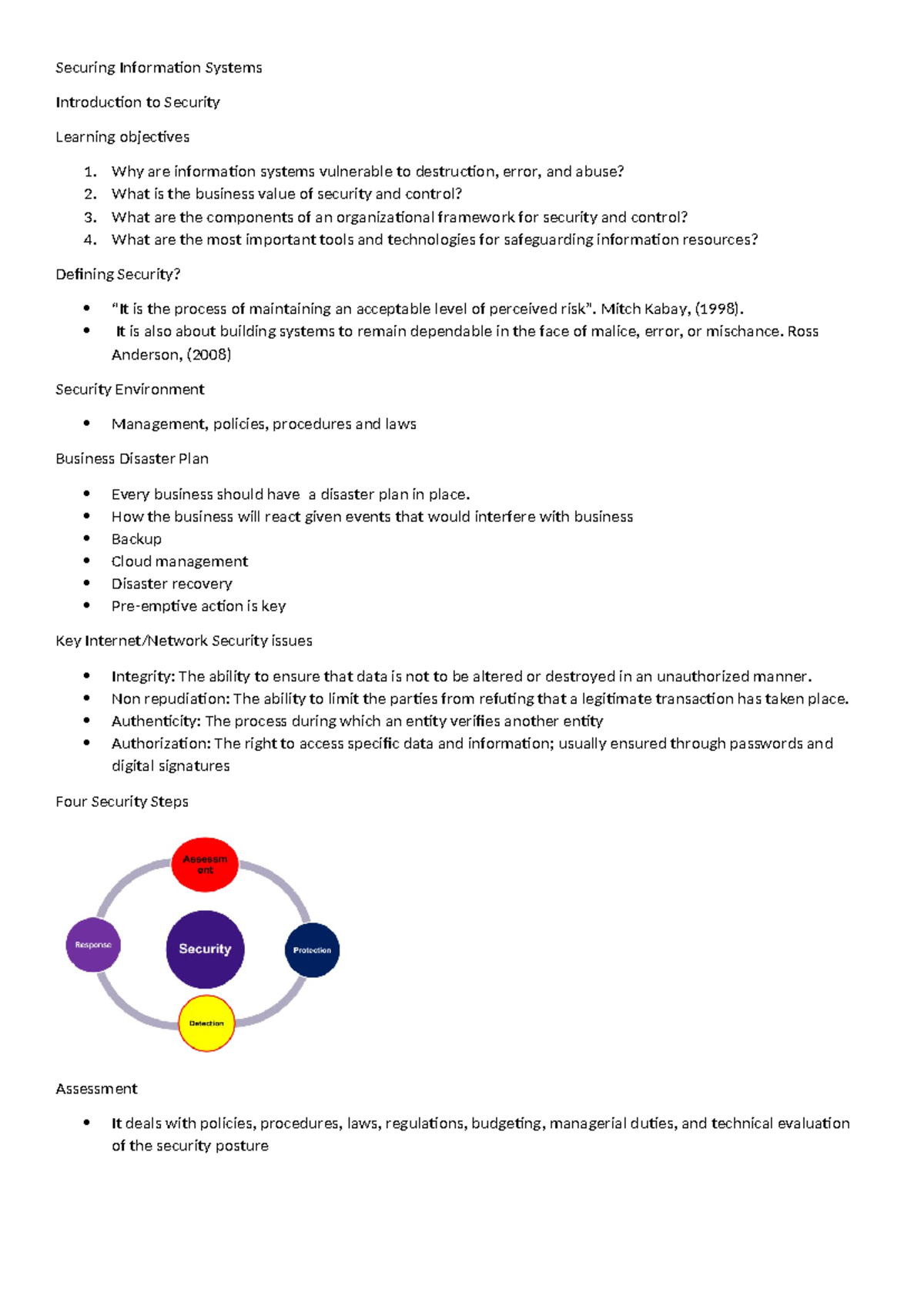 Securing Information Systems Securing Information Systems Introduction To Security Learning