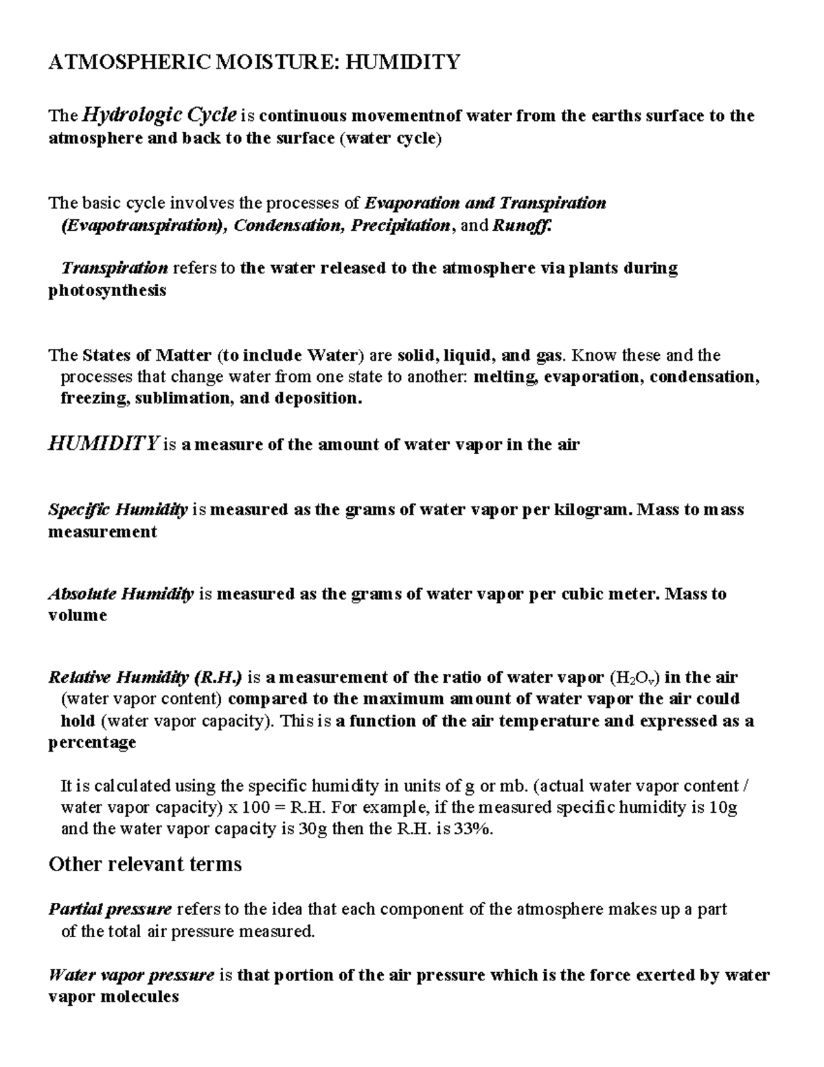 LECT08Humidity-e LC - Lecture notes for Stan Hopkins intro to physical ...