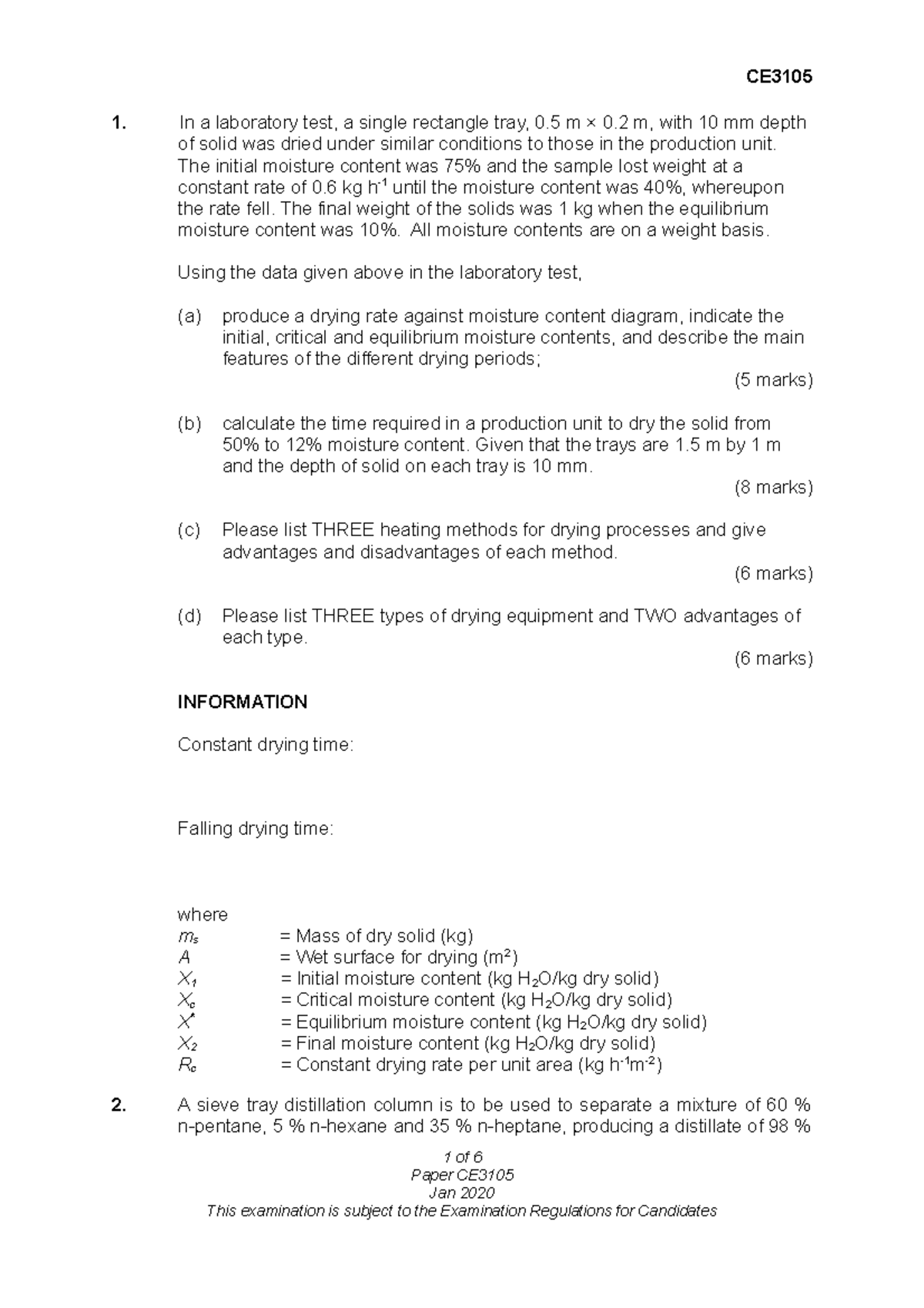 CE3105 Exam Qs after External Examiner 2019-20 - In a laboratory test ...