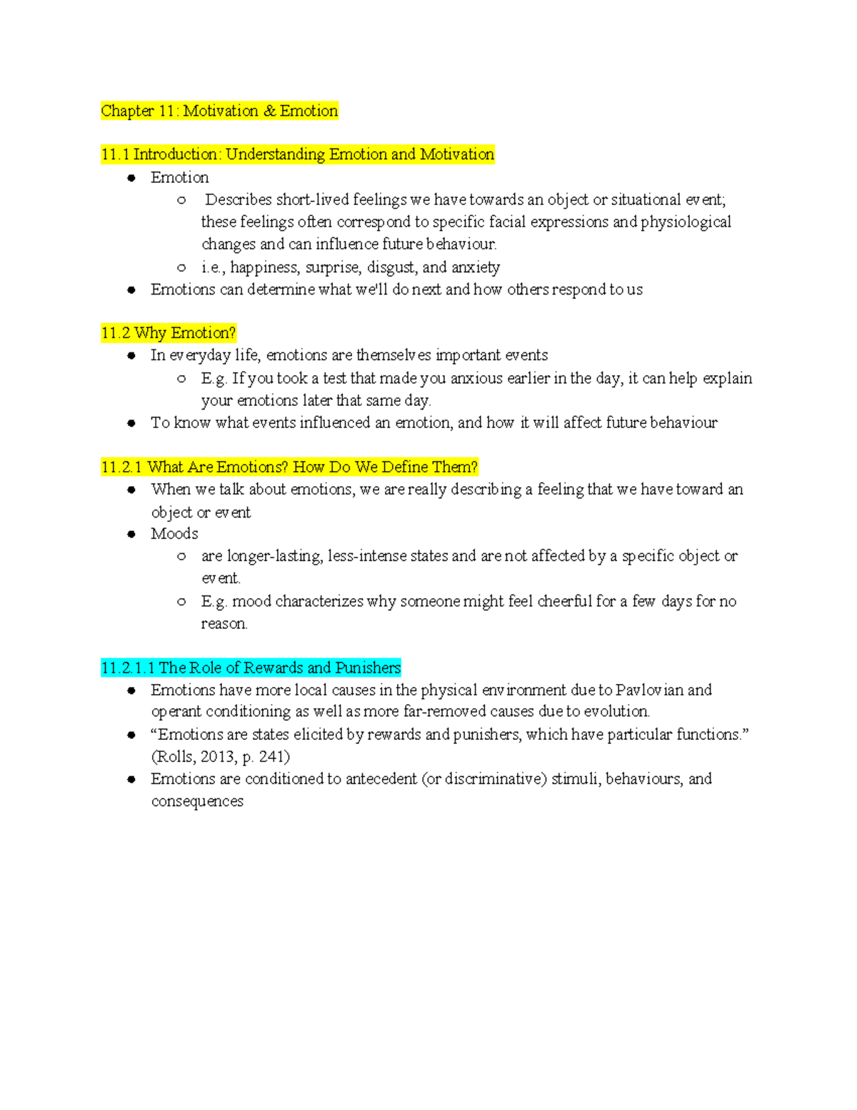 PSY quiz 4 - mod 11 - quiz 4 - Chapter 11: Motivation & Emotion 11 ...