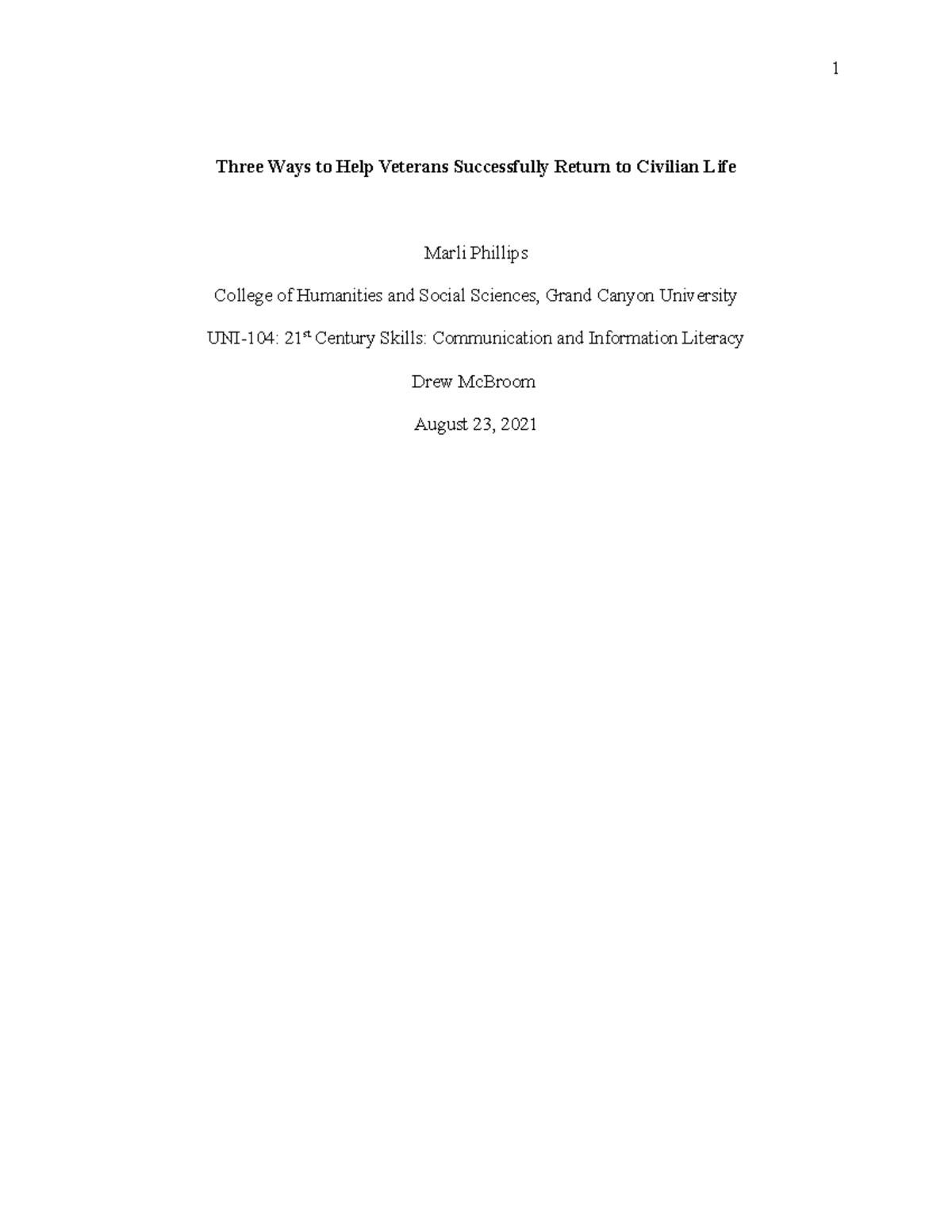 Format for proper APA 7th edition writing - Three Ways to Help Veterans ...