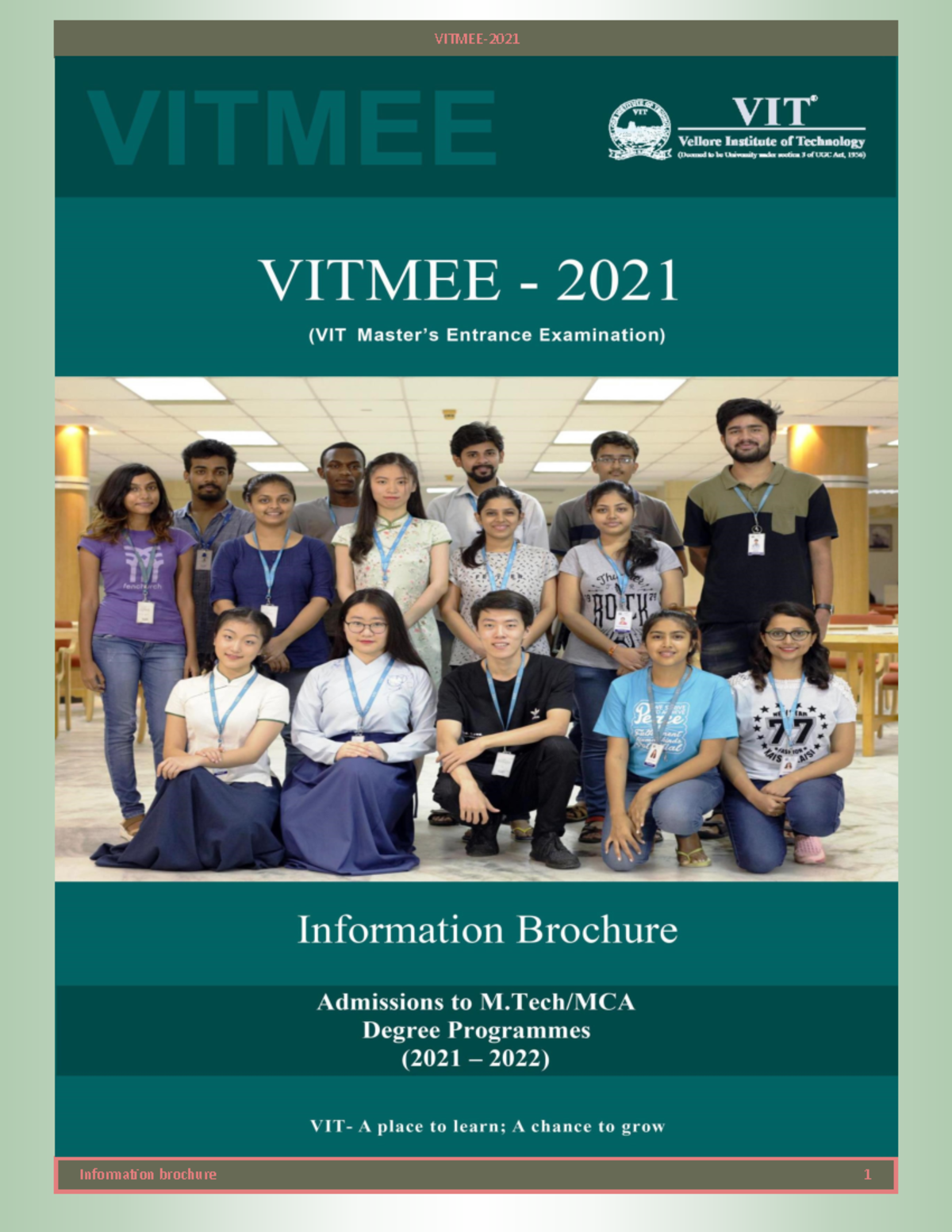 Vitmee Brochure 2021 - VITMEE – 2021 Admission to M / MCA Degree ...