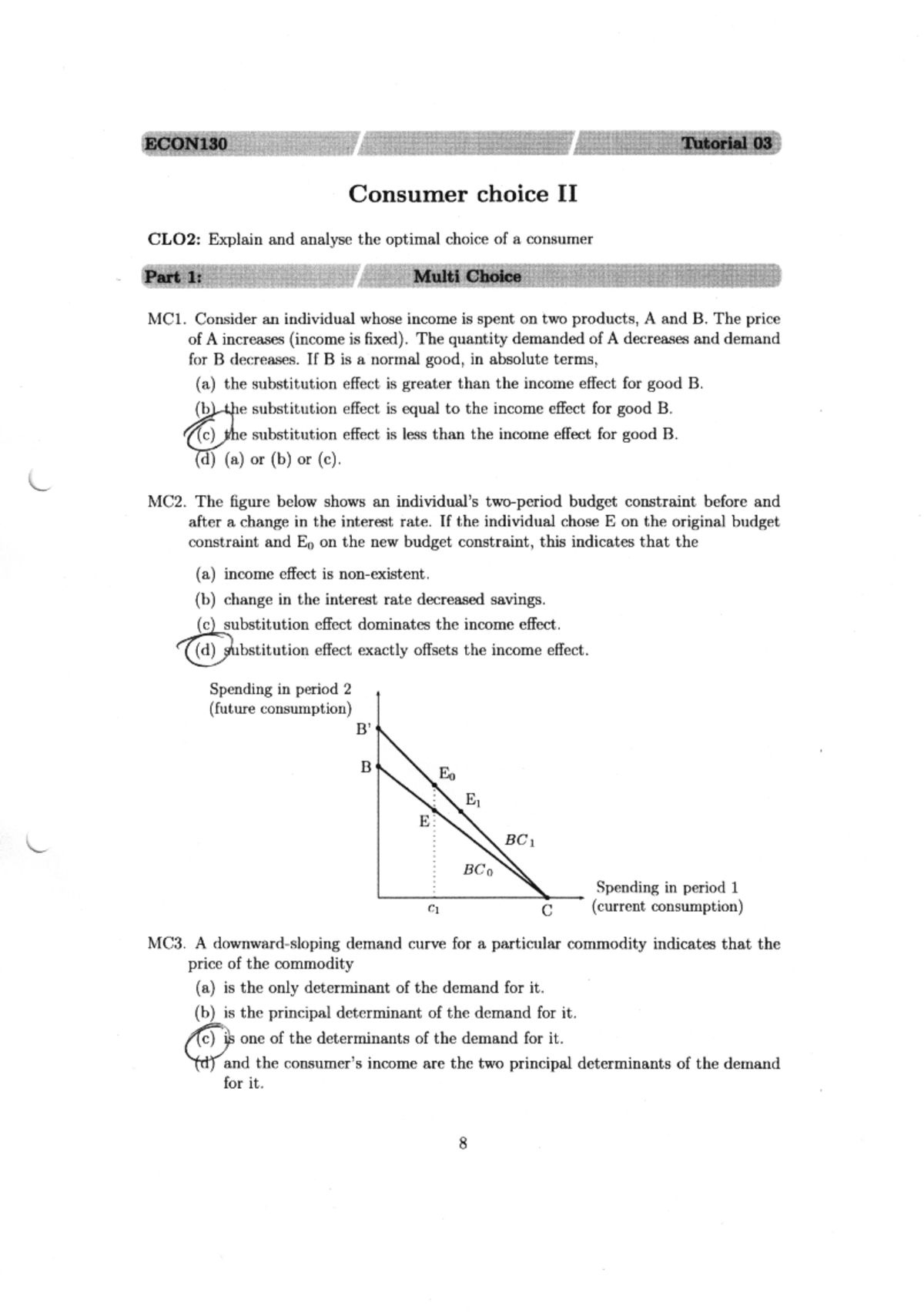 Econ 130 Tut 3-Full Answers - Microeconomic Principles - Studocu