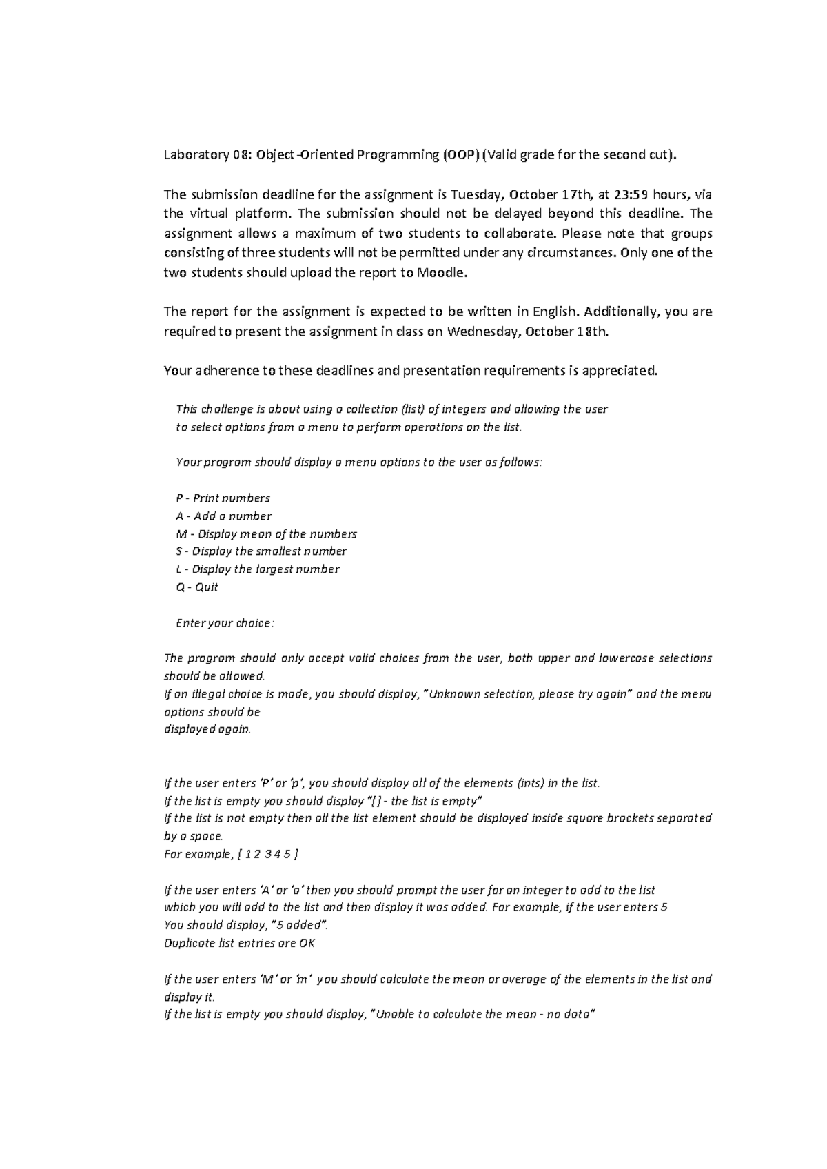 Lab 08 - ghj - Laboratory 08: Object-Oriented Programming (OOP) (Valid ...