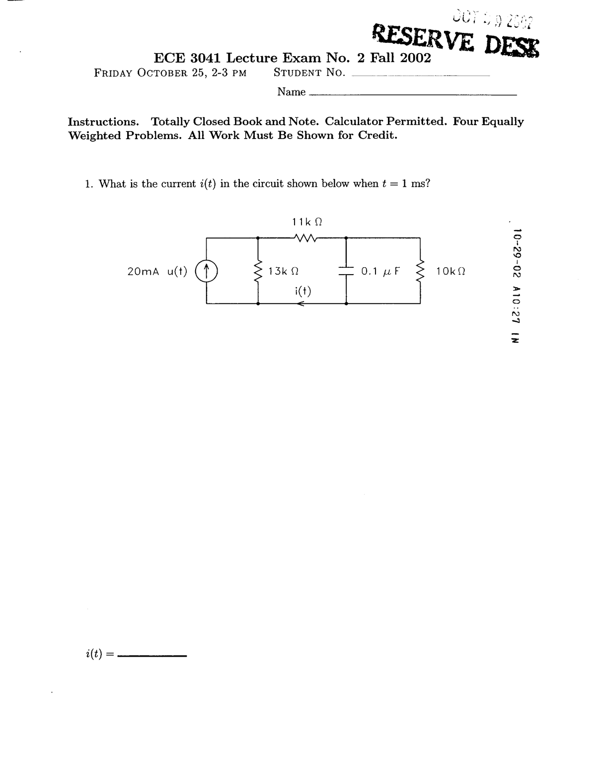 Exam2 e - Exam Practice - ECE 3041 - Studocu