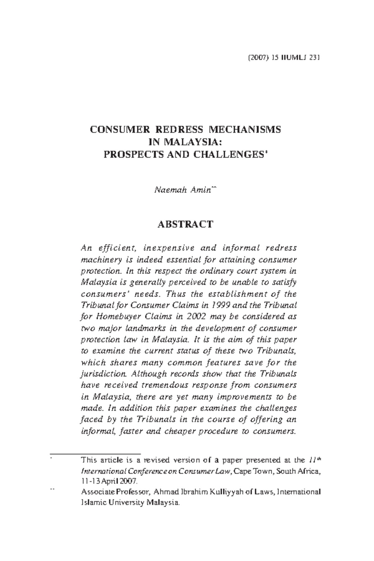 Consumer Redress Mechanisms - CONSUMER REDRESS MECHANISMS IN MALAYSIA ...