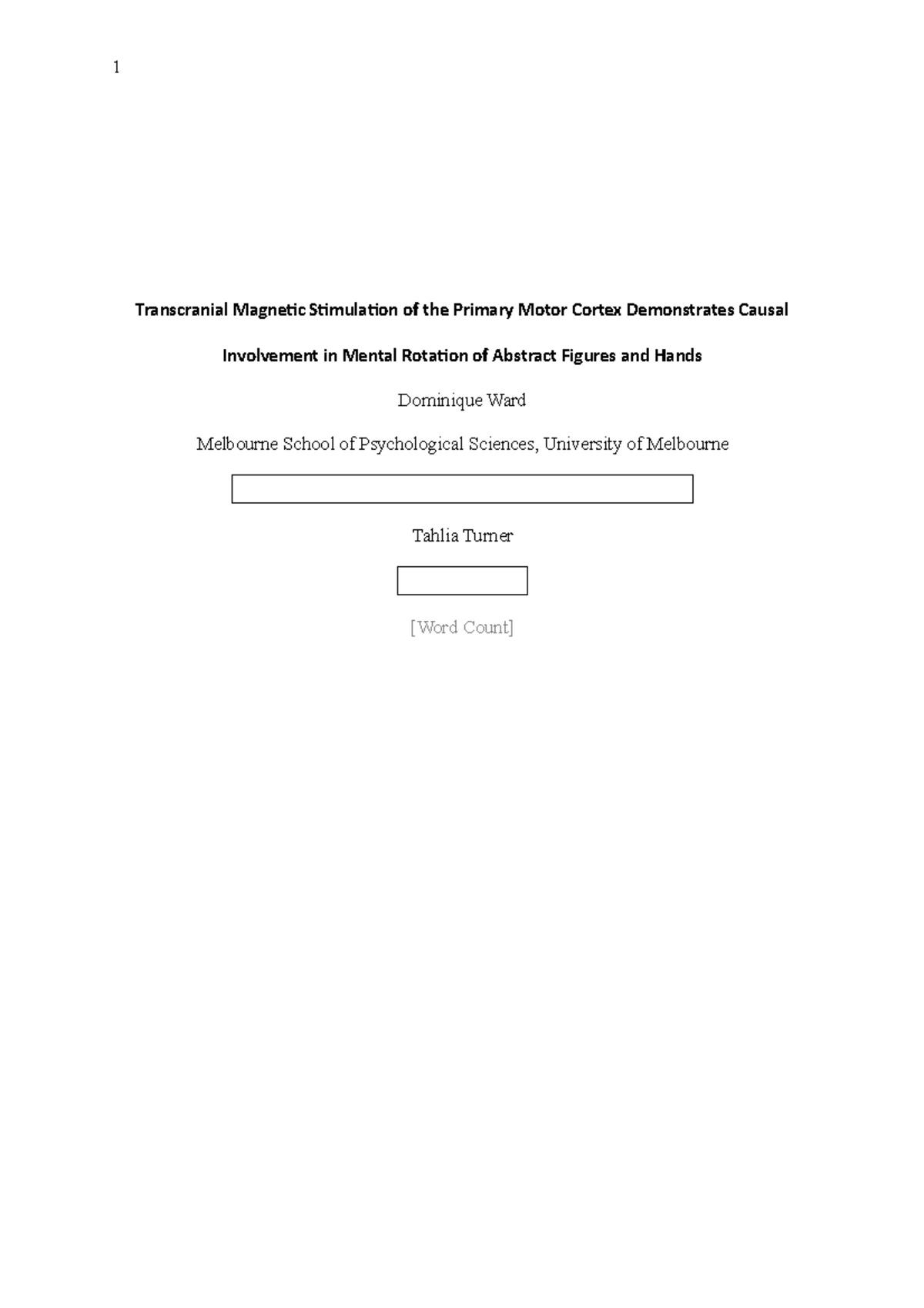 Lab Report 1 - TMS - Transcranial magnetic stimulation assignment ...