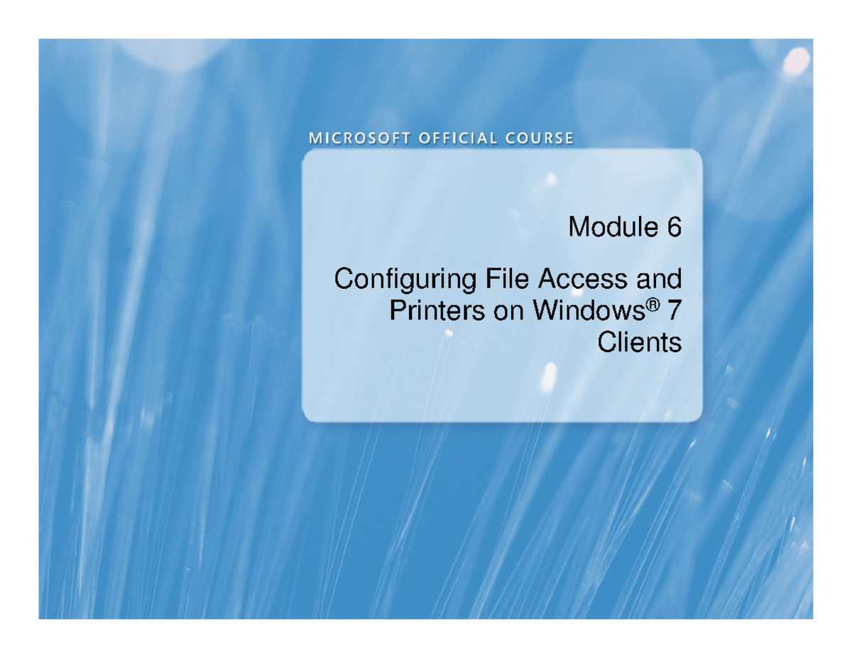W7 Lesson 6 - Configuring File Access and Printers on Windows 7 ...