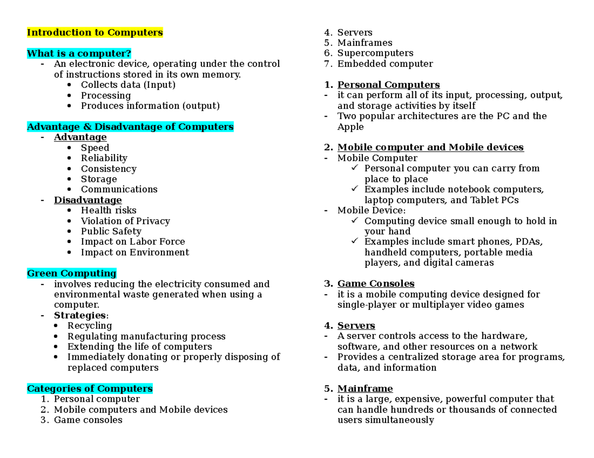 ICT (Introduction to Computers) - Living in the IT Era - Studocu