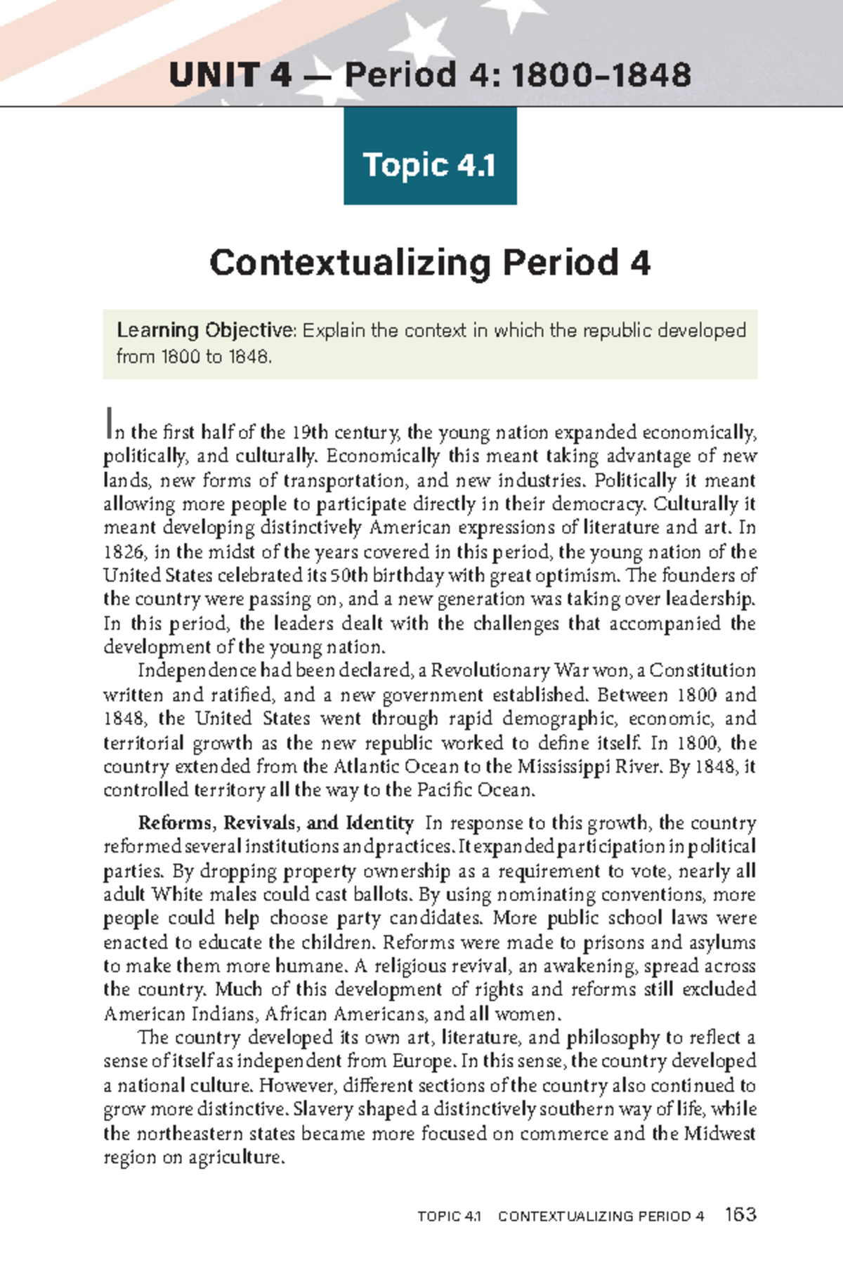 Apush Amsco (4th ed) - Period 4 - TOPIC 4 CONTExTUALIzING PERIOD 4 163 ...