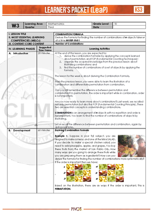 LeaP Math for Grade 10 Quarter 3 - W Learning Area Mathematics Grade ...