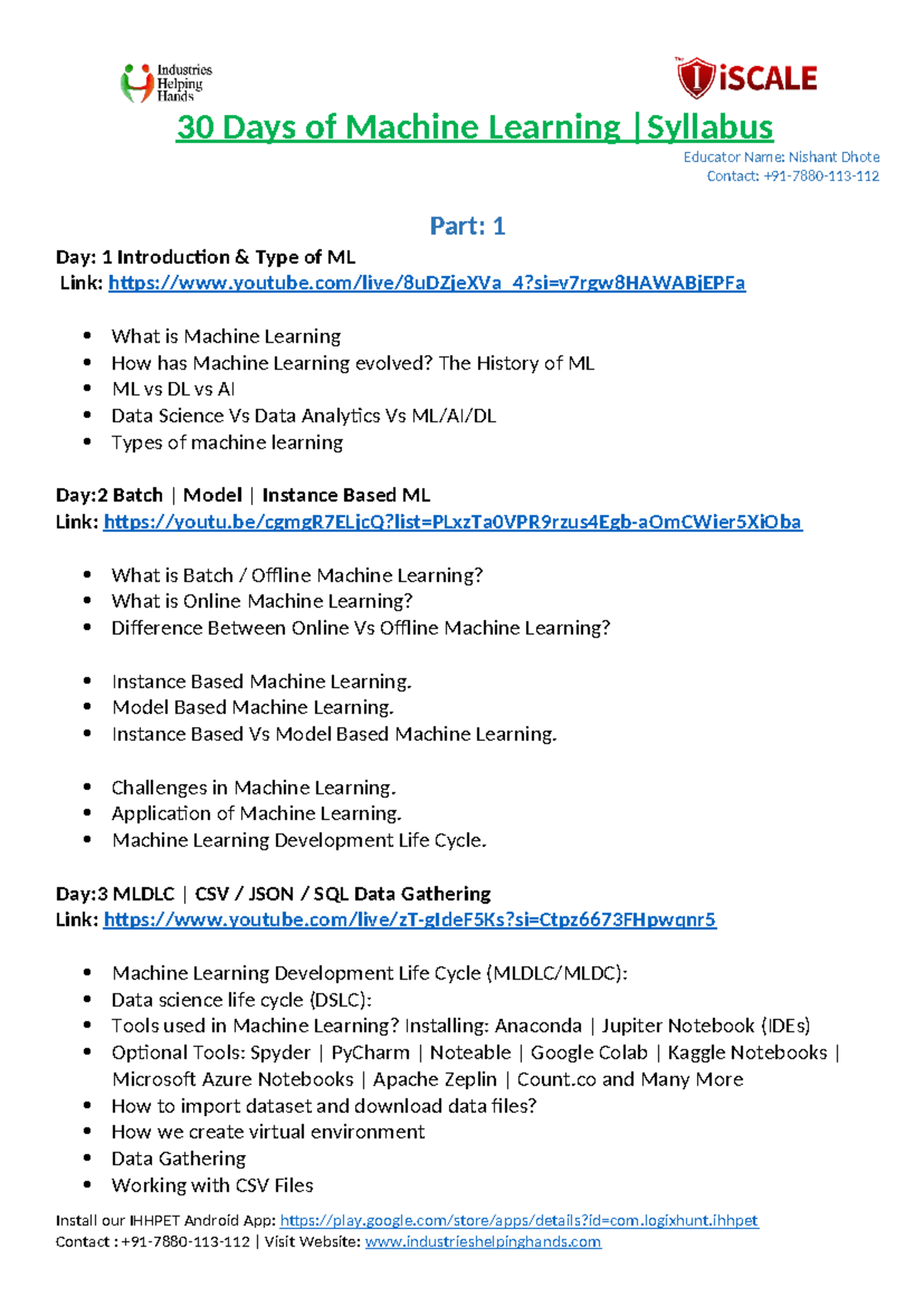 ML 30 Days Topics - dasa - 30 Days of Machine Learning |Syllabus ...