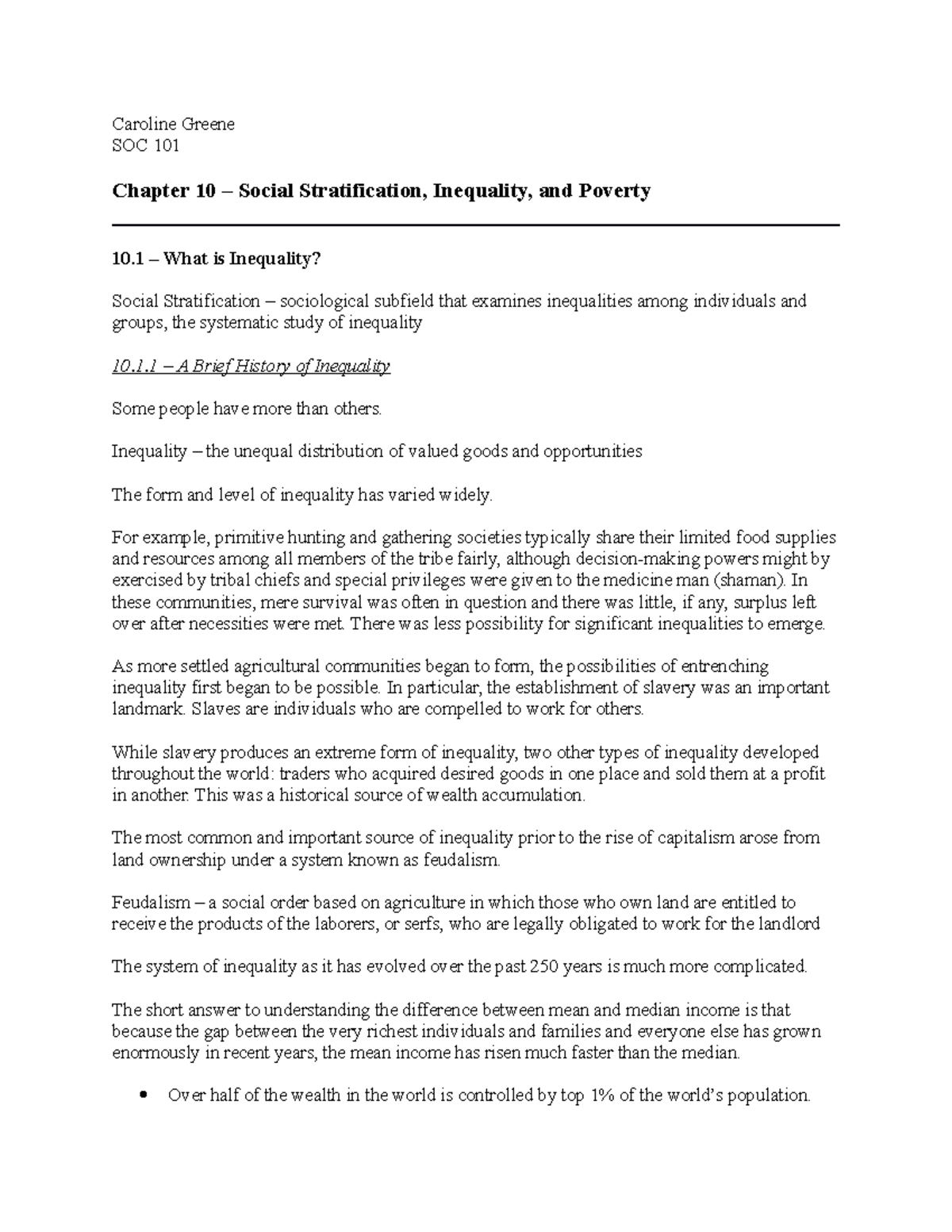 10.1 - What is Inequality? - Caroline Greene SOC 101 Chapter 10 ...