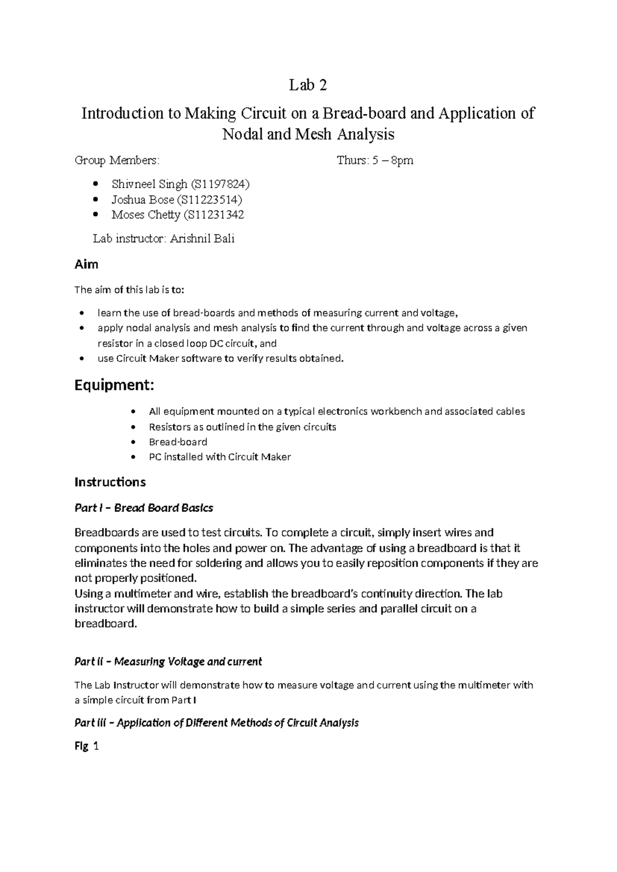Lap 2 EE102 - ;ohuh;oi - Lab 2 Introduction to Making Circuit on a ...