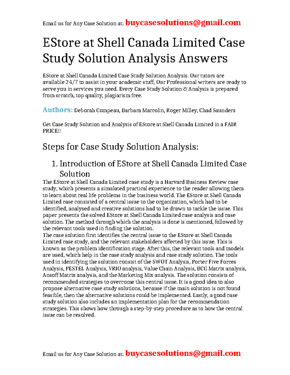 Case Solution eStore at Shell Canada Limited - EStore at Shell Canada ...