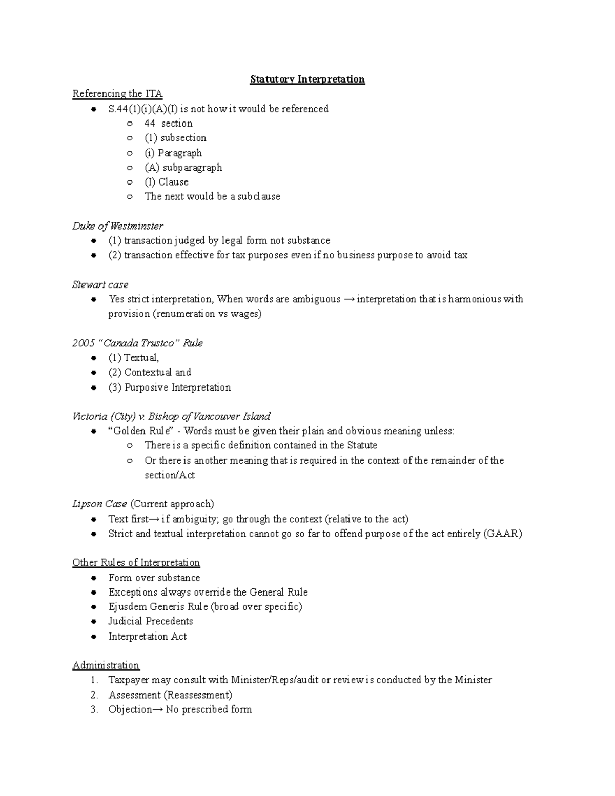 Formulas, Tests, and Cases - Statutory Interpretation Referencing the ...