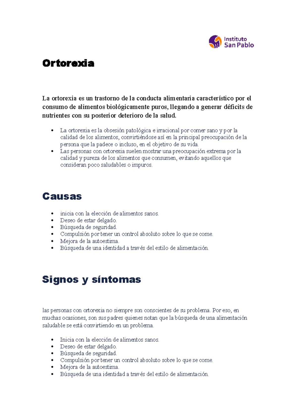 Ortorexia (1) - Ortorexia La ortorexia es un trastorno de la conducta ...