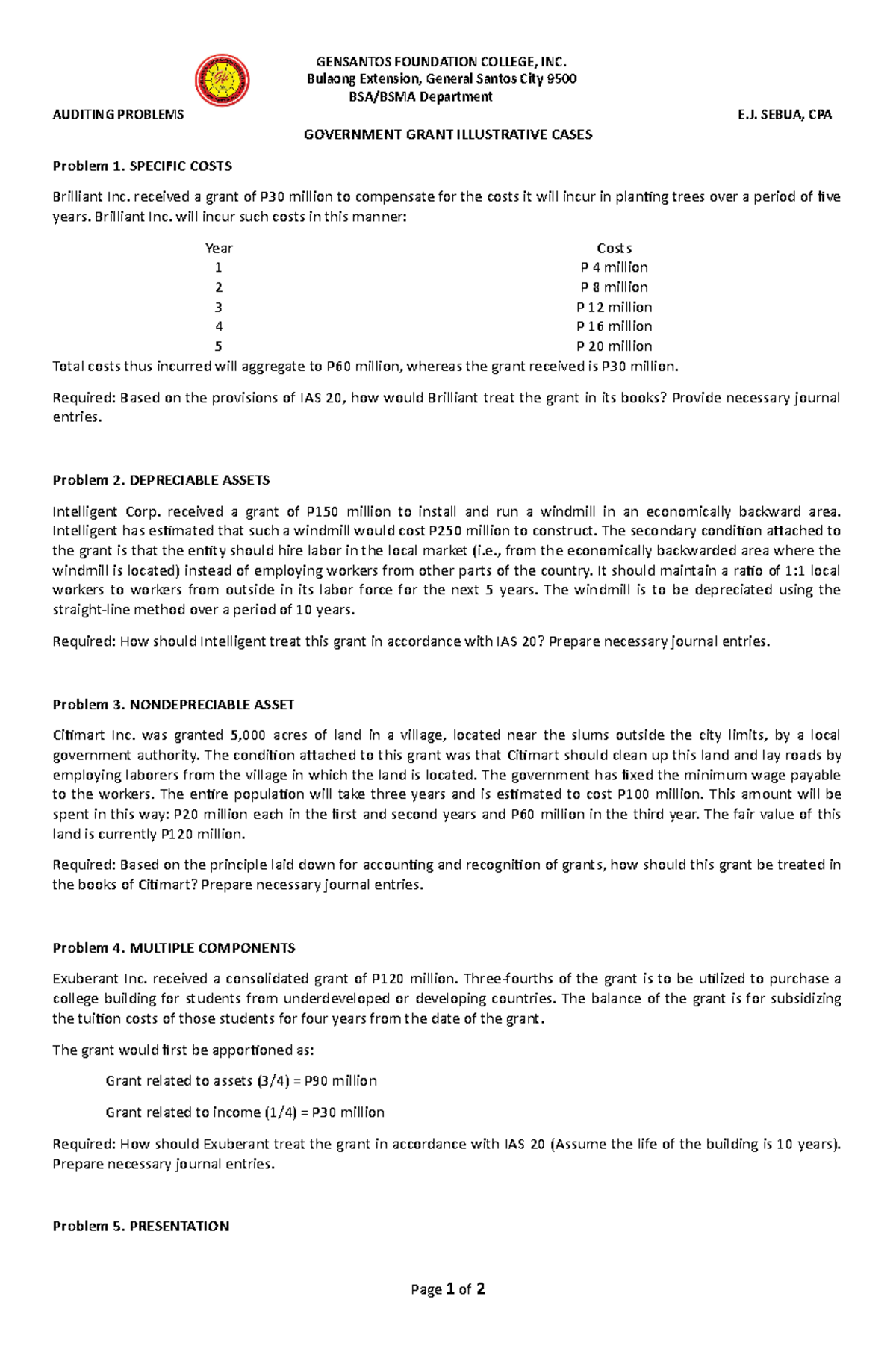 Government-Grant - Materials - GENSANTOS FOUNDATION COLLEGE, INC ...