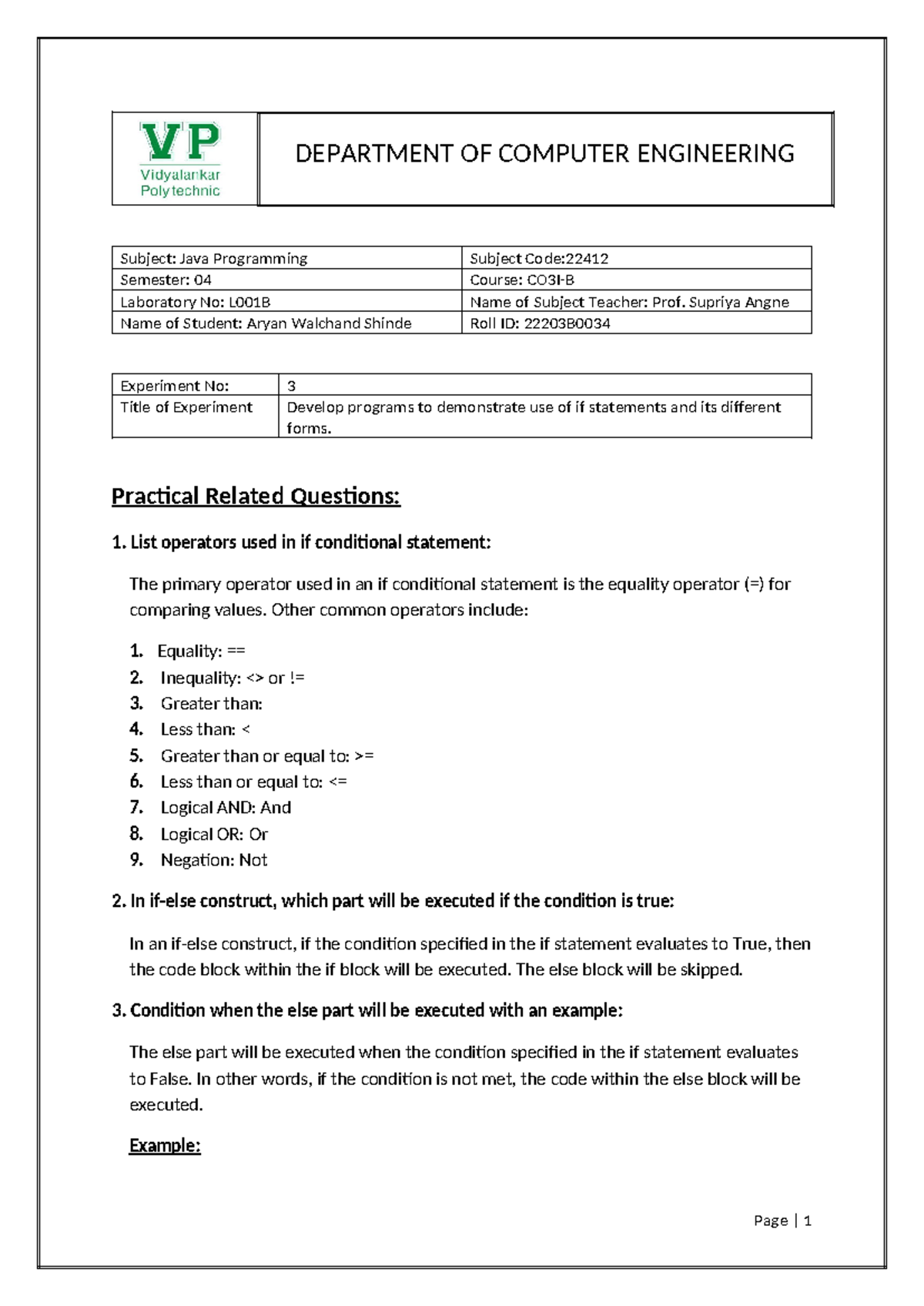 3 - Solved JPR Practical notes for 3rd Practical. - DEPARTMENT OF ...