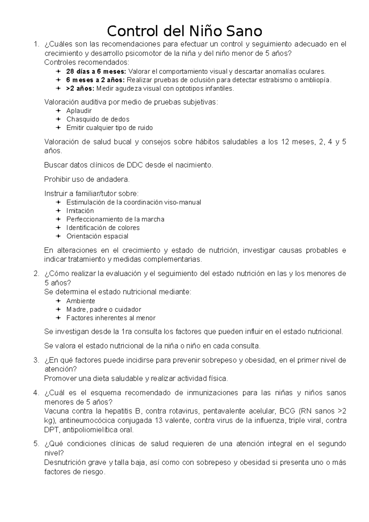 Control del Niño Sano GPC - Control del Niño Sano 1. ¿Cuáles son las ...