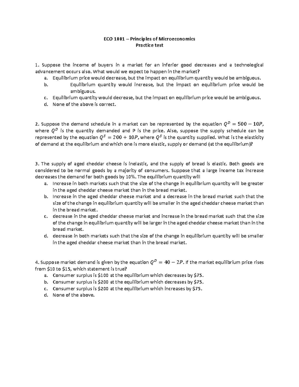 Spring 2021 Midterm 1 Practice Exam - ECO 1001 – Principles of ...