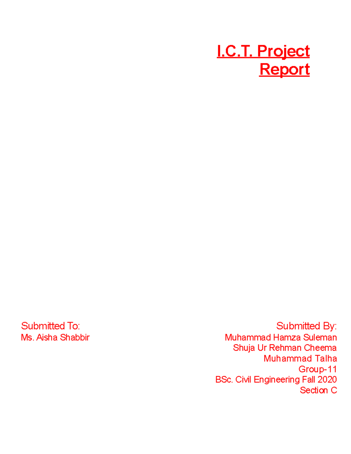 ICT Project Report - I.C. Project Report Submitted To: Submitted By: Ms ...