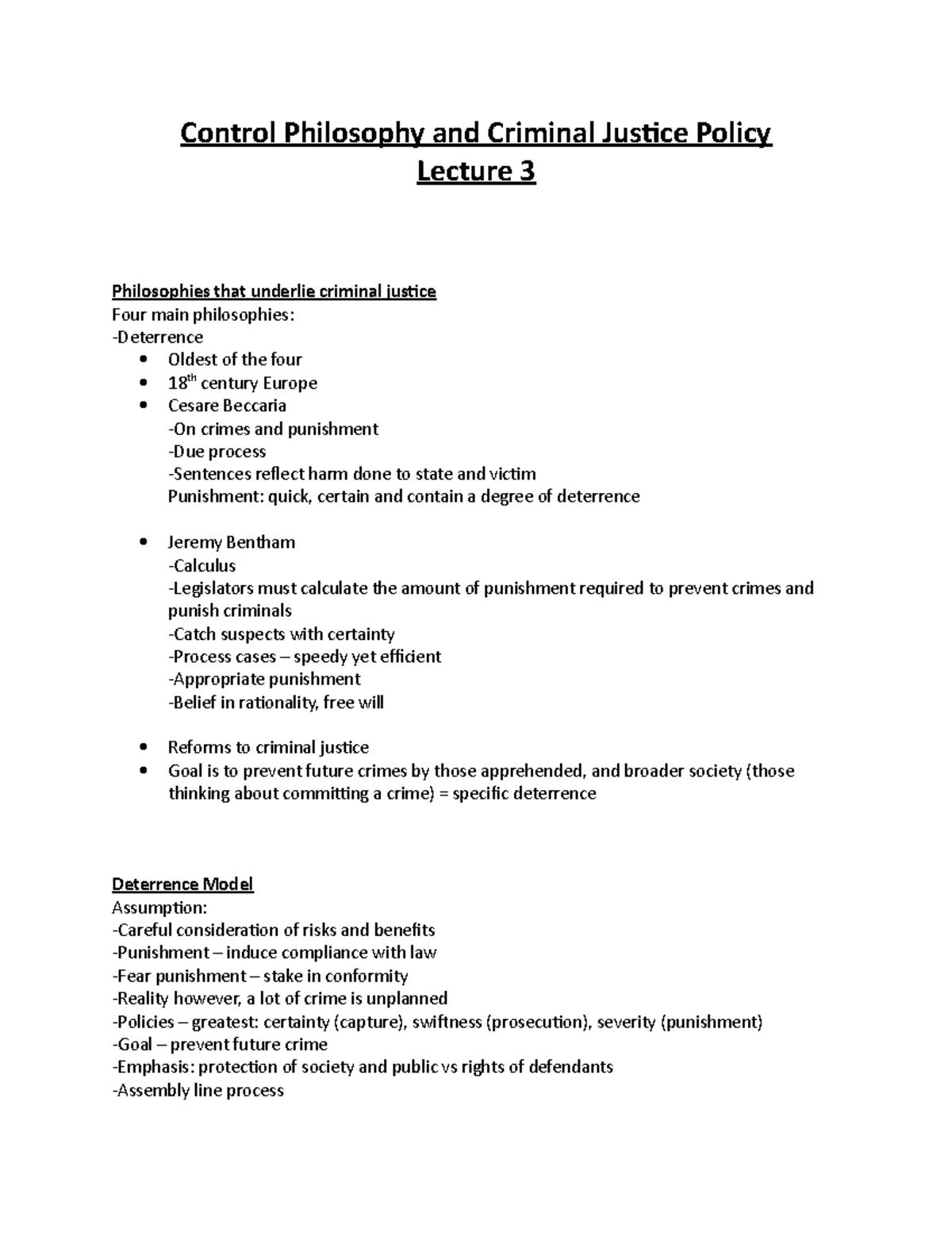 Control Philosophy and Criminal Justice Policy Lecture 3 - Control ...