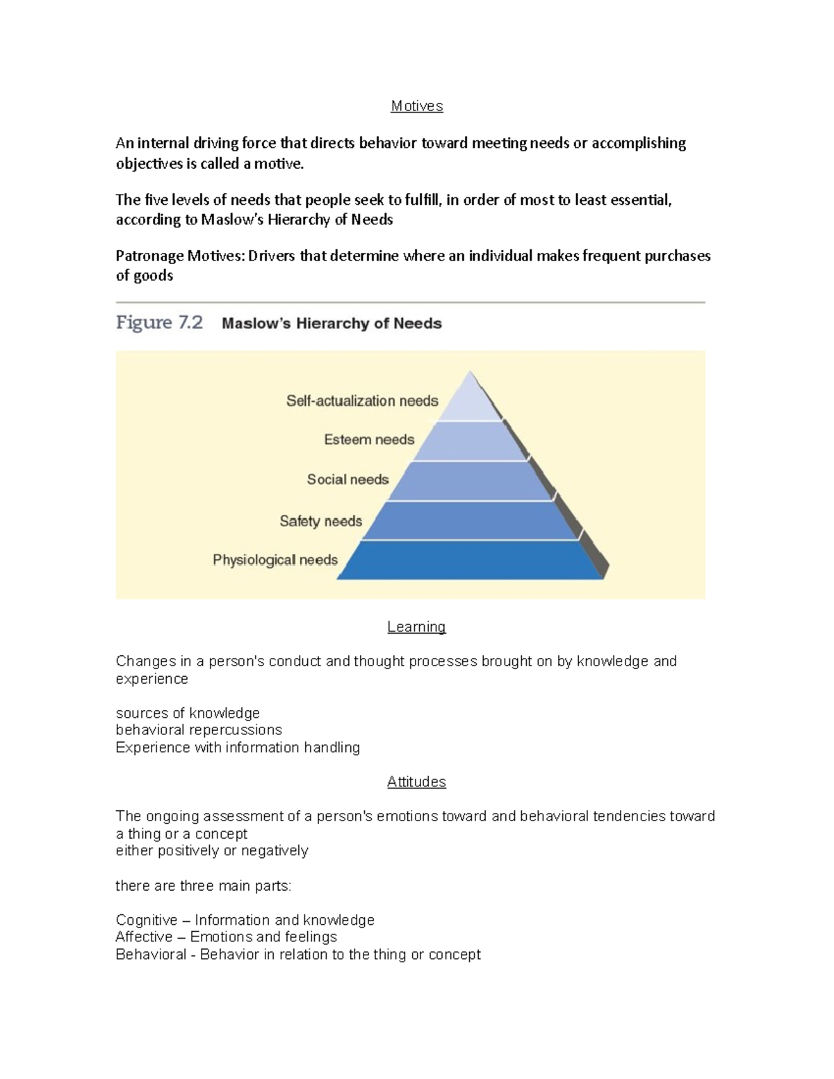 Intro Marketing WEEK 10 - Motives An internal driving force that ...