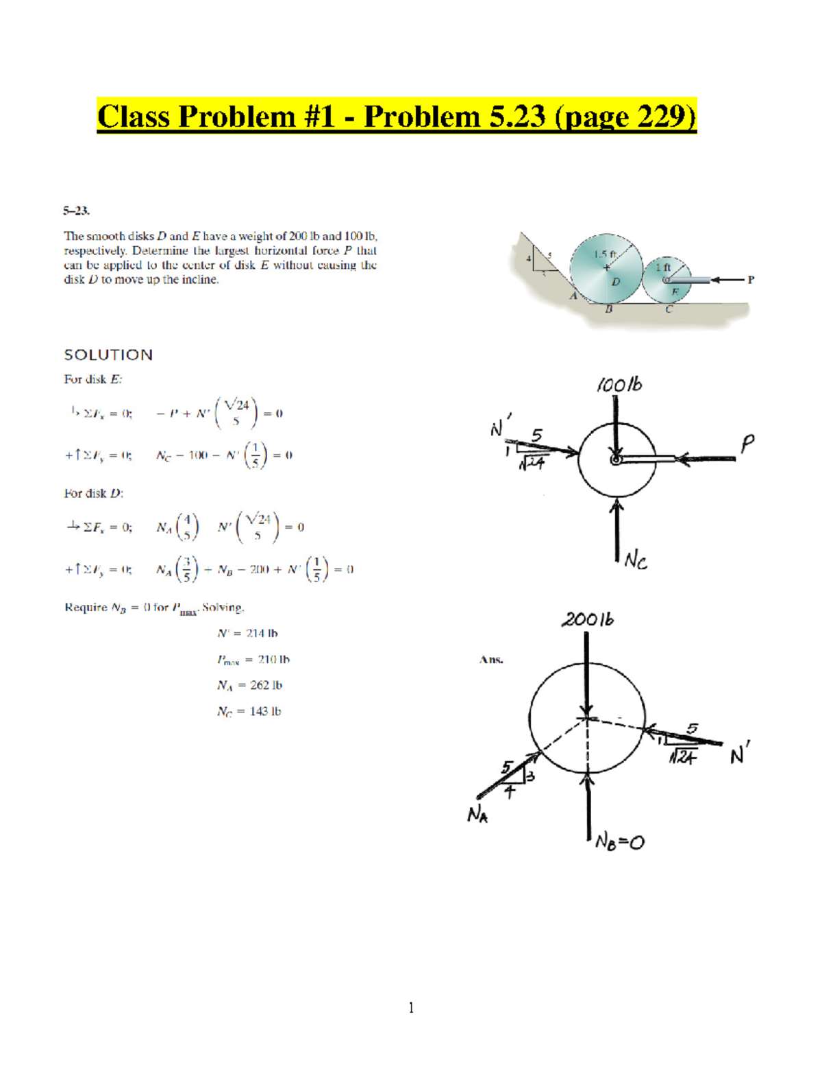 15-Equilibrium in 2D Class Problems - Class Problem #1 - Problem 5 ...