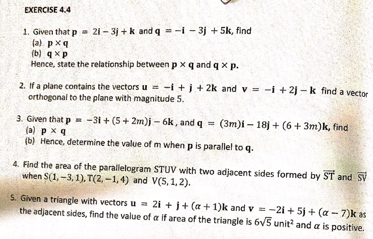 MAT093 Chap4 Vector Exercise 4.4 - foundation in science - Studocu
