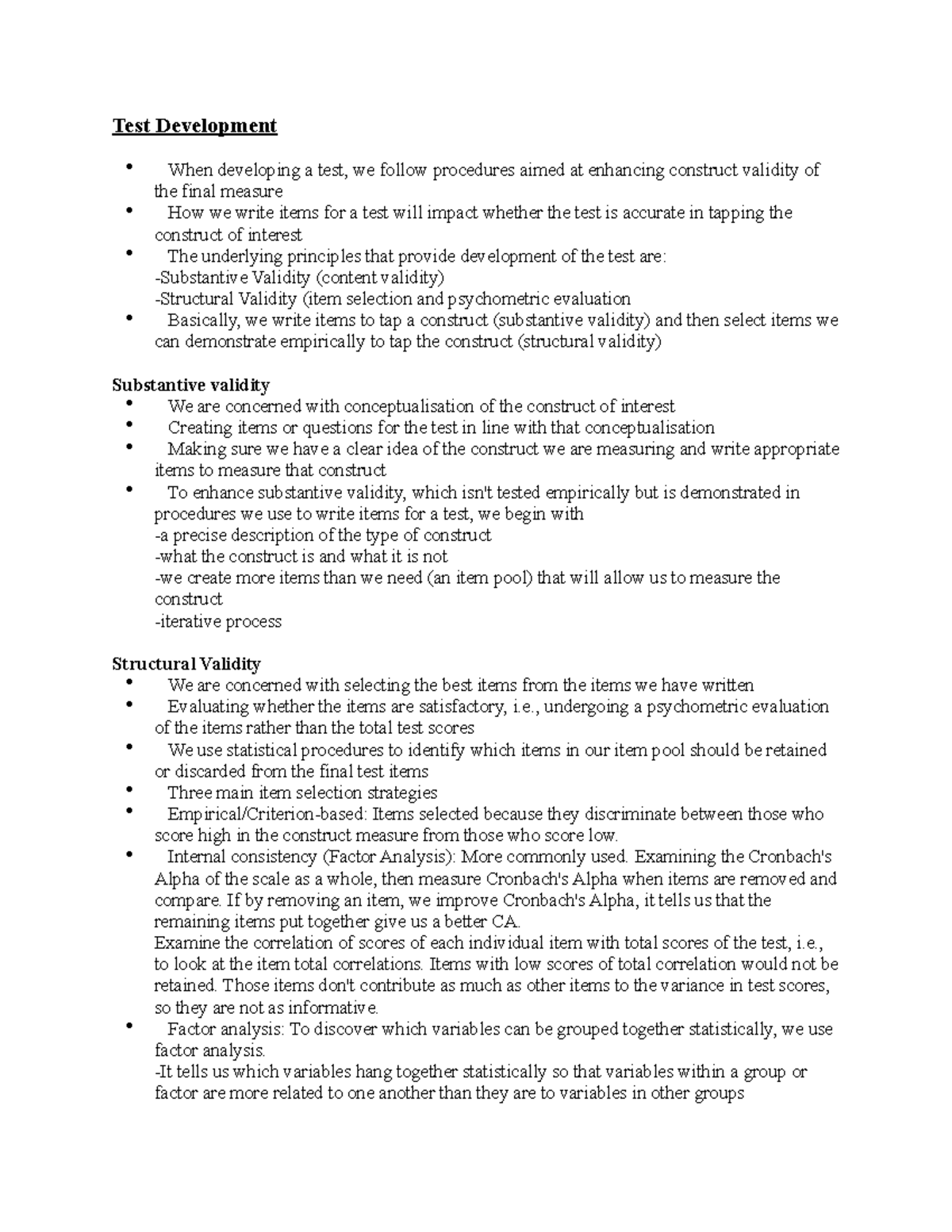 Mid Session Exam Review - Test Development When developing a test, we ...