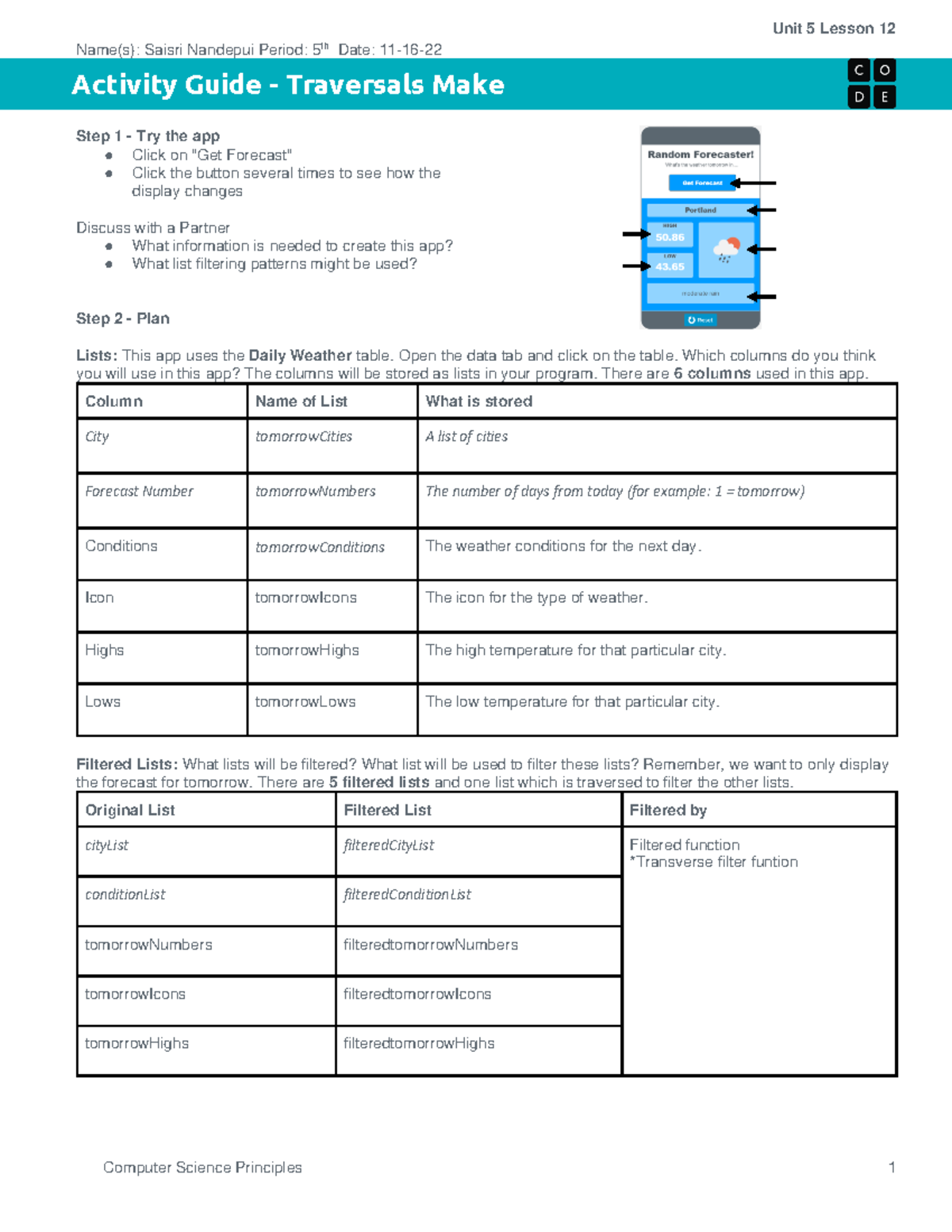 Abcde - Crucible Quiz - Unit 5 Lesson 12 Computer Science Principles 1 ...
