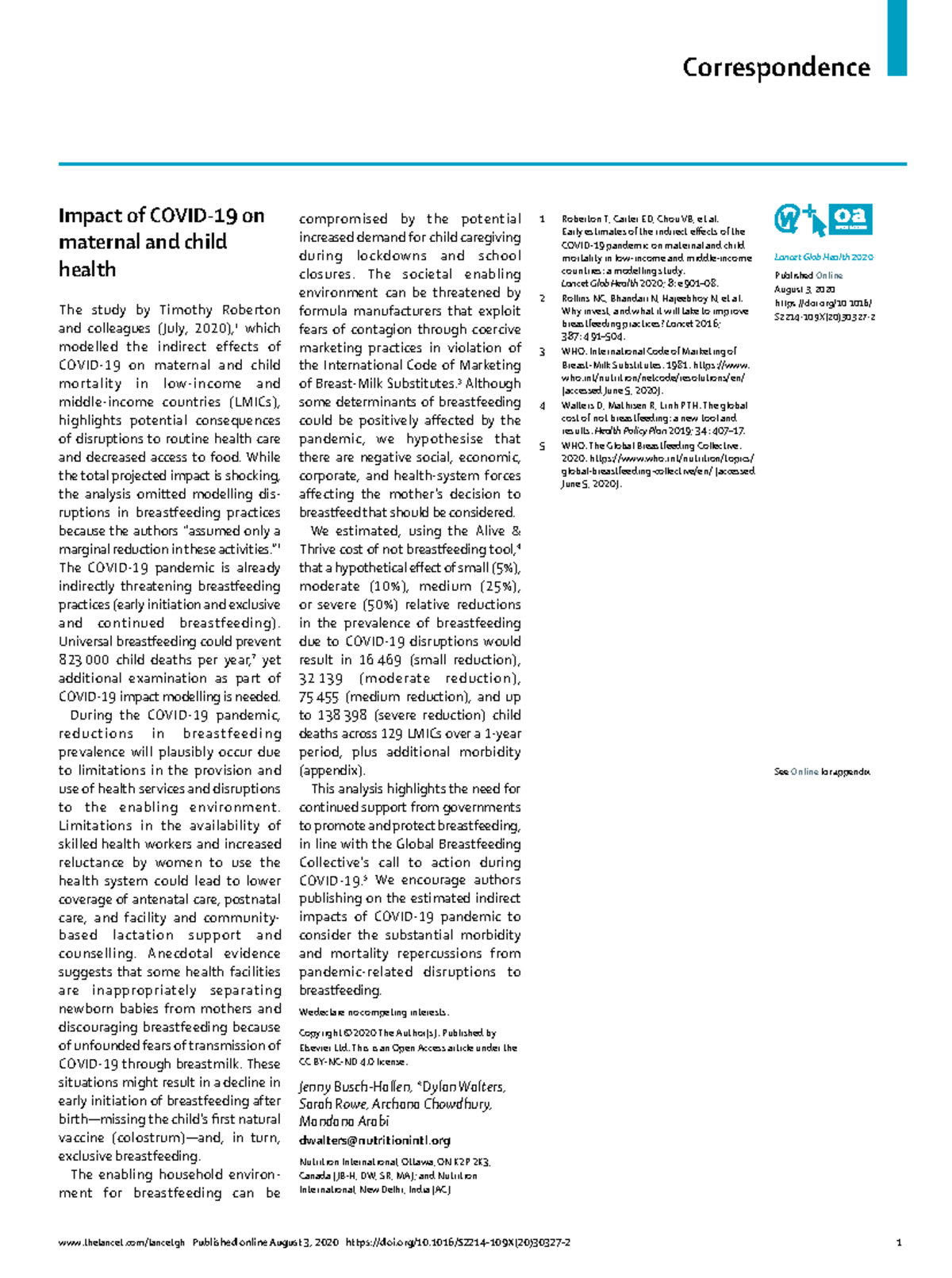 Article of the century - nursing notes - Correspondence thelancet ...
