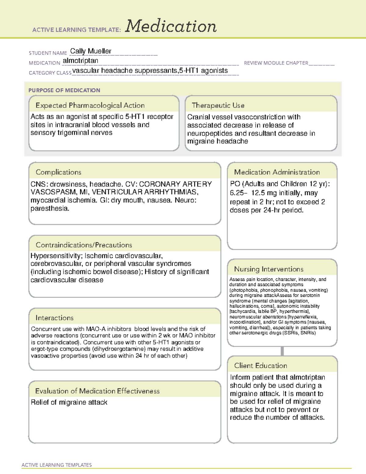 Almotriptan-R - Meds - ACTIVE LEARNING TEMPLATES Medication STUDENT ...