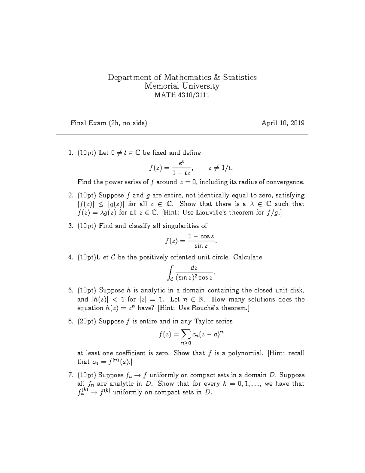 Math 3111 final paper - Department of Mathematics & Statistics Memorial ...