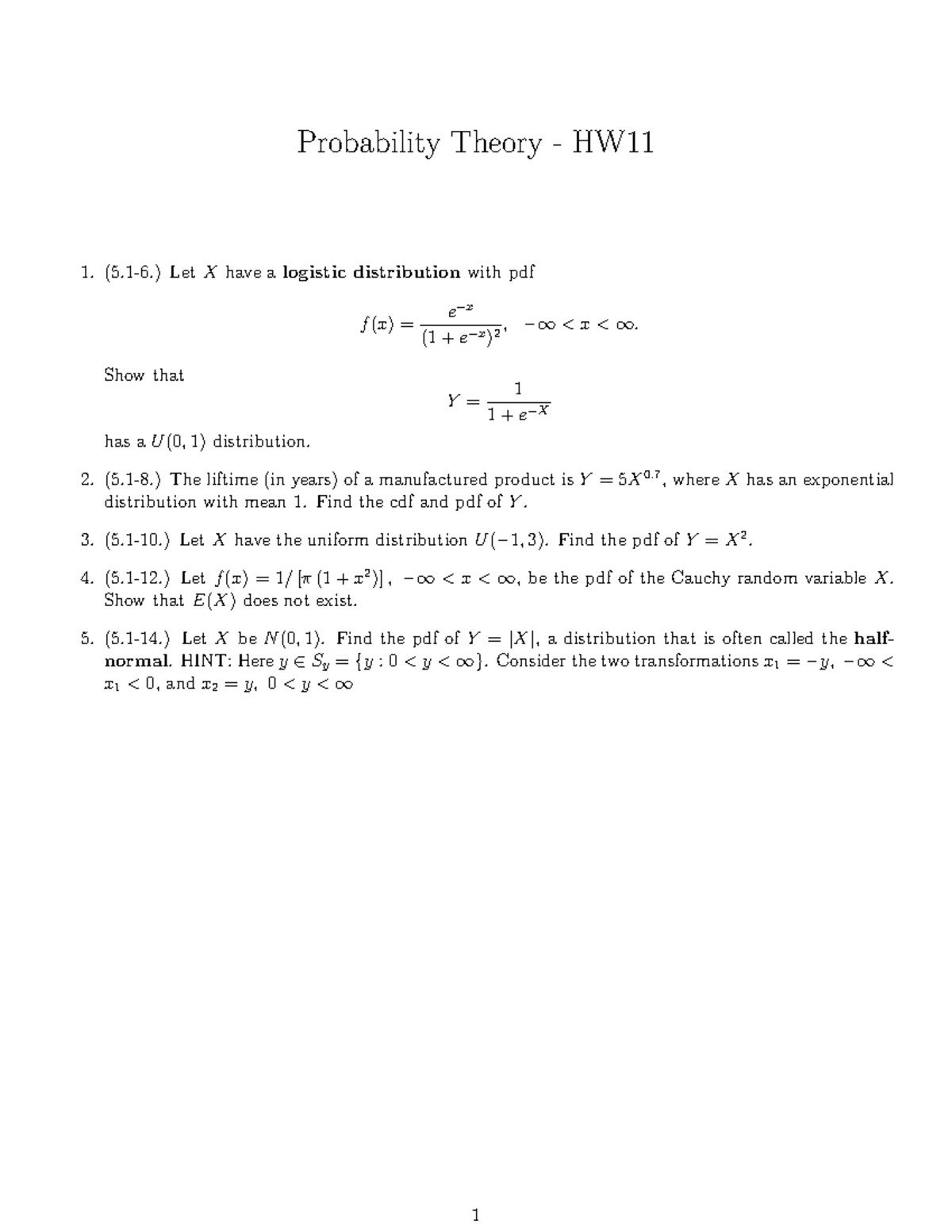 HW11 - it is a homework of probability - Probability Theory - HW (5-6 ...