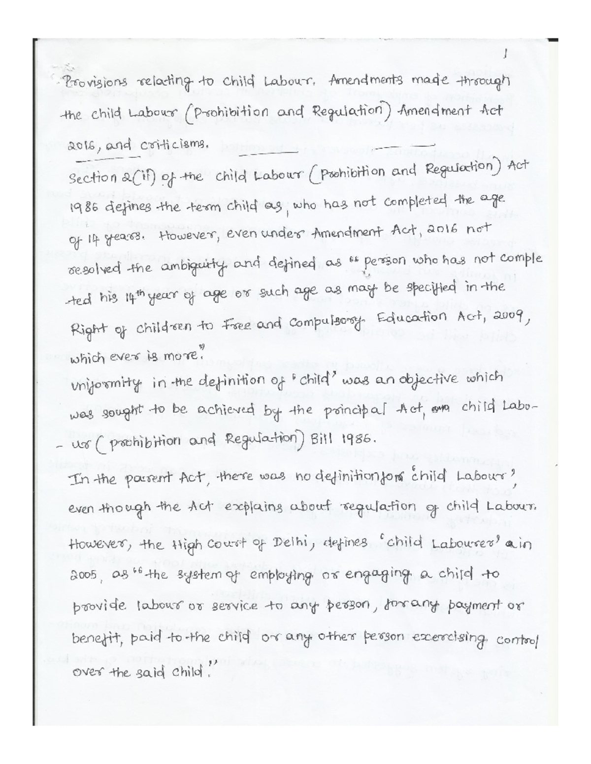 Child Labour Provisions - bachelors in law - Studocu