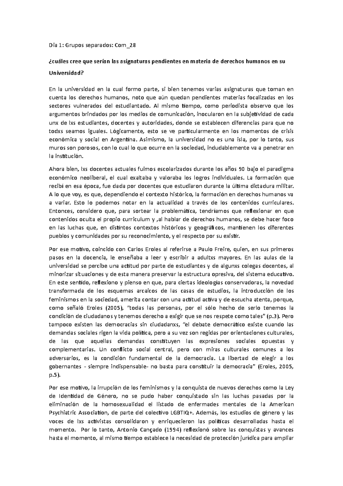 FORO Diario mari - Trabajo practico - documento - Dia 1: Grupos ...
