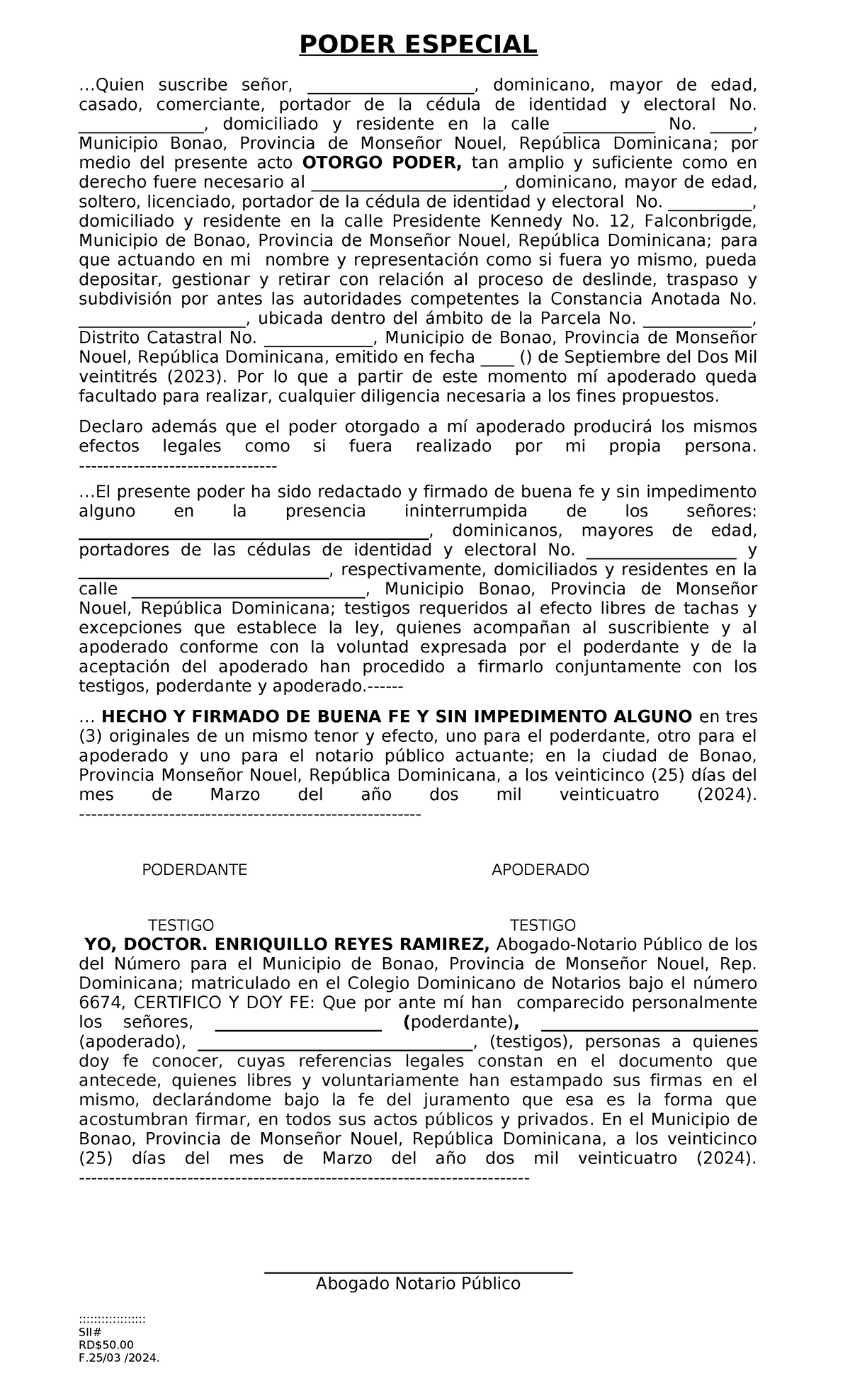 Poder Especial para tramite de titulos - PODER ESPECIAL .. suscribe ...