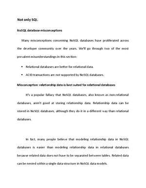 Not only SQL 2 - Lecture notes 2 - Not only SQL Document databases, key ...