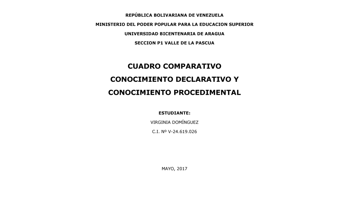 364819670 Cuadro Comparativo Conocimiento Declarativo Conocimiento ...