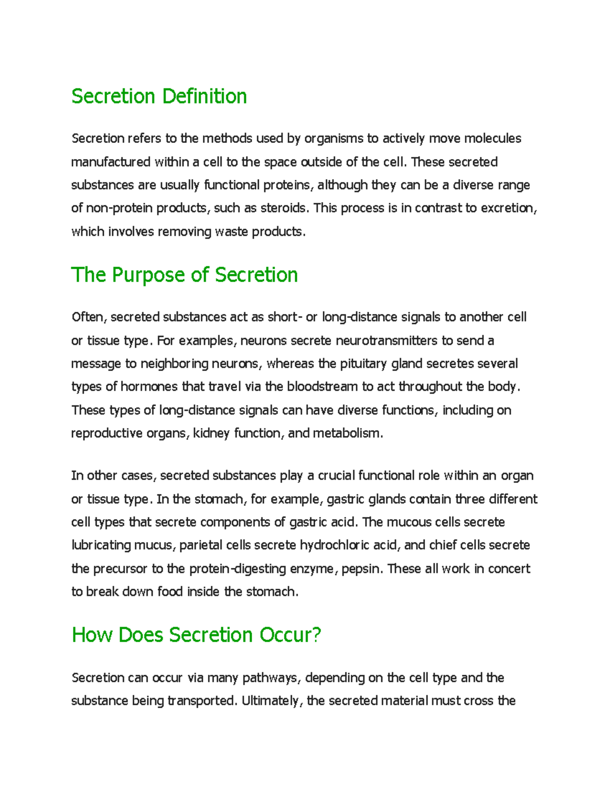 Secretion Definition - Secretion Definition Secretion refers to the ...