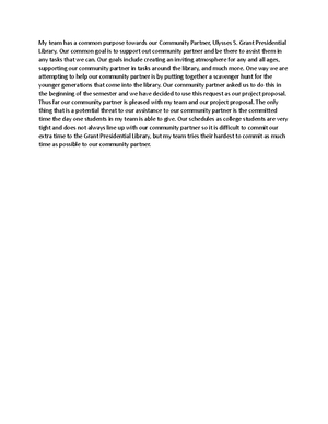 Day One Reflection 7 - Major Grade Assignment - My team has a common ...