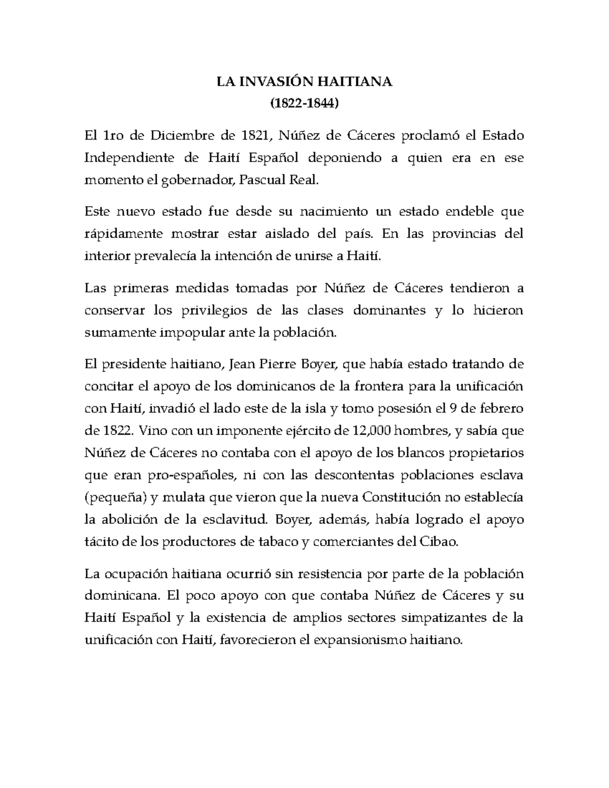 326431243-Ocupacion-Haitiana - LA INVASIÓN HAITIANA (1822-1844) El 1ro ...